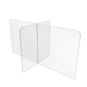 bannerbuzz tabletop desk divider sneeze guard 5mm thick clear portable acrylic shield barrier for counter top, desk, restaurant, library, office, school - 4' w x 2' h x 4' d