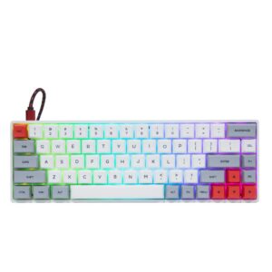 epomaker gk68xs 68 keys hot-swap rgb bluetooth5.1 wireless/wired mechanical keyboard with split spacebar module, 1900mah battery, dye-subbed pbt gsa keycaps (gateron brown switch, grey white)