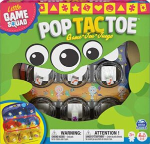 spin master games pop tac toe popper board game, for families and kids ages 3 and u