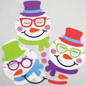 baker ross ax528 snowman mask costume kits for kids - pack of 4, foam arts and crafting activities for the festive season