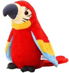 talking macaw parrot repeat what you say stuffed animal plush toy electronic record animated bird shake wings speaking parrot pet plush interactive toys for kids boys girls christmas birthday gift