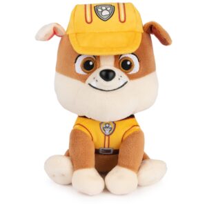 gund official paw patrol rubble in signature construction uniform plush toy, stuffed animal for ages 1 and up, 6" (styles may vary)