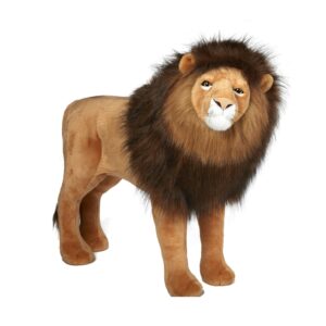 melissa & doug standing lion lifelike stuffed animal with full mane, more than 2 feet tall, nearly three feet long brown