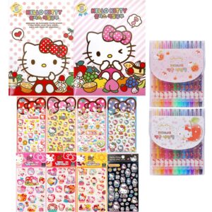 hello kitty 1 coloring book + 1 12-color crayon set + 1 sticker sheet arts & craft set : random