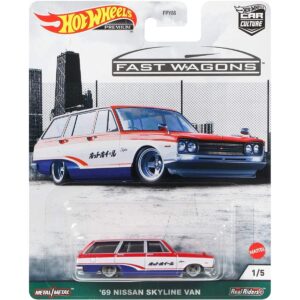 hot wheels car culture circuit '69 nissan skyline van for 3 kids years old & up, premium collection of car culture 1:64 scale vehicles