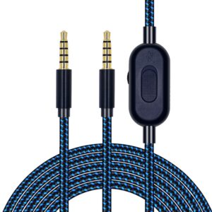 replacement cord for astro a10 a30 a40 a50 headset, cable with volume control and inline mute function, 2.0m 6.5ft, durable braided cable compatible with xbox one play station 4 ps4 via 3.5mm jack