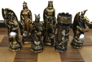 king arthur sir lancelot gold and silver medieval times camelot chess men set- no board