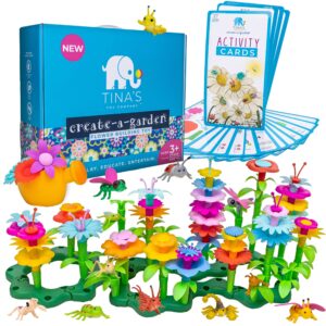 flower garden building toys set, educational stem toys for 3, 4, 5, 6 year old girl, arts and crafts for girls, toddler building birthday gift, easter, montessori kindergarten learning kit for kids