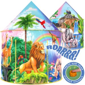 w&o jungle adventure play tent with lifelike animal sounds - captivating pop up tent for boys & girls - perfect for indoor & outdoor adventures