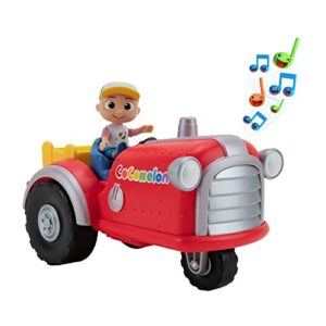 cocomelon official musical tractor w/sounds & exclusive 3-inch farm jj toy, play a clip of “old macdonald” song plus more sounds and phrases