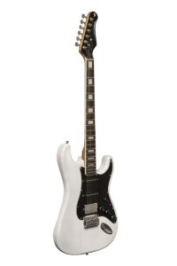 stagg 6 string solid-body electric guitar, right, white blond, full (ses-60 whb)