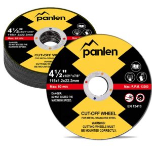 panlen 25 pack - 4.5" 7/8" arbor cut off wheels for metal, premium materials stainless steel cutting wheel, thin cut-off discs for angle grinder