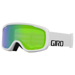 giro cruz asian fit ski goggles - snowboard goggles for men, women & youth - anti-fog - otg - white wordmark strap with loden green lens