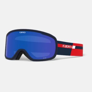 giro roam ski goggles - snowboard goggles for men, women & youth - red midnight podium strap with grey cobalt/yellow lenses