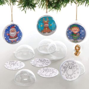 baker ross ax478 color in christmas baubles - pack of 8, festive arts and crafts perfect for children to decorate, ideal for school, craft groups, sunday school, home crafting