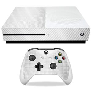 mightyskins glossy glitter skin for microsoft xbox one s - white carbon fiber | protective, durable high-gloss glitter finish | easy to apply, remove, and change styles | made in the usa