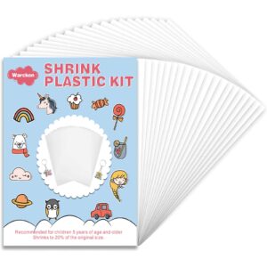 warckon 24 pieces shrink plastic sheets, shrink art paper shrink film sheets frosted ruff n' ready for kids creative craft, create your own earrings, necklace, keychains (7.9 x 5.7 inch)