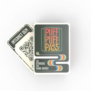 puff puff pass: the card game for stoners w/ 109 hilarious trivia, conversation starters, would you rathers, and more.