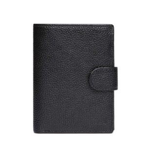 brass tacks leathercraft vintage handmade full leather vertical tri-fold wallet for men women rfid blocking small multi card case wallet (black)