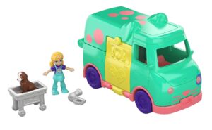 polly pocket pollyville pet groomer vehicle playset