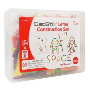 edxeducation-21368 geostix letter construction set - educational toy - 200 connecting sticks - 50 activities - build letters, animals and more