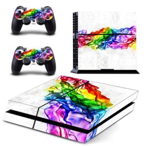 wodoys vinyl stickers skins fit for ps4 console and controllers suit whole body, rainbow band