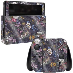 mightyskins glossy glitter skin for nintendo switch - midnight blossom | protective, durable high-gloss glitter finish | easy to apply, remove, and change styles | made in the usa