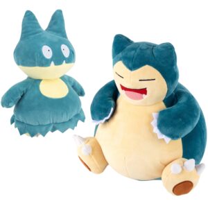 pokémon 8" munchlax & 12" snorlax plush stuffed animal toys, set of 2 - evolution set - officially licensed - gift for kids