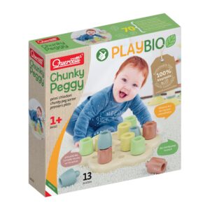 quercetti chunky peggy playbio stacking toy - classic play for motor skill development, made with recyclable bioplastic, for toddlers and little kids ages 1-3 years