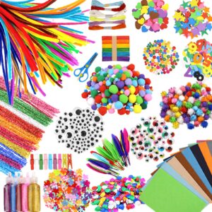 infloral 1600+ set decorative toy mobiles and plush toys for children made of felt/bendable toys for kids - craft accessories for toddlers googly eyes pipe cleaners poms feathers buttons sequins