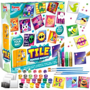 joyin 24 magnetic mini tiles art kit, creativity diy paint, arts and crafts for kids, diy supplies for party favors, family activity, birthday present, toys gifts for boys and girls ages3-12