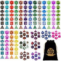 dnd dice set – chessex d&d ttrpg dice – sampler best of chessex 7pc (2021 mix) – dungeons and dragons dice – 25 sets – 7 dice per set - d4 d6 d8 d10 d12 d20 d%, various, (chx29910)