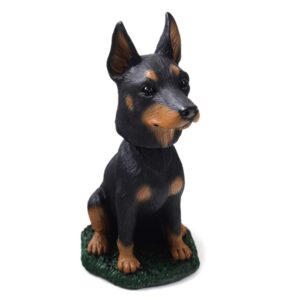 animal den doberman pinscher black and tan dog bobblehead figure for car dash desk fun accessory - 3.5"