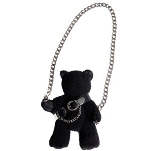 tendycoco crossbody bag with chain stuffed animal purse teddy bear purse gothic purse 13.3in