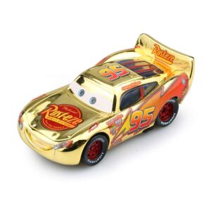 hannaier cars, lightning mcqueen car toy 1:55 die-casting car metal alloy boy kid toy (mcqueen gold) small