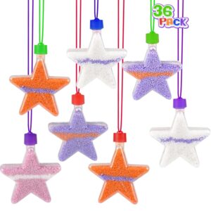 artcreativity star sand art bottle necklaces, pack of 12, sand art craft kit with shaped bottles, craft party supplies and party favors for kids - sand sold separately (star)