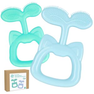 bumblebee baby teething toys silicone teethers with bristles for cleaning babies’ teeth and gums, helpful to teething pain, jelly blue and green