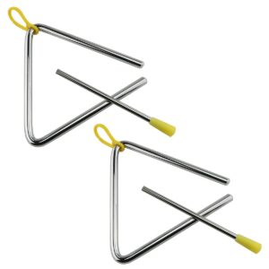 e-outstanding rhythm steel triangle 2pcs 5 inch musical steel triangles percussion instruments with strikers