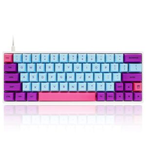 sk64 60% mechanical gaming keyboard, 61 keys multi color rgb illuminated led backlit wired programmable with pbt heat sublimation keycaps for pc/mac gamer (joker limited edition, gateron optical blue)