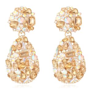 kelmall sparkly rhinestone chandelier waterdrop dangle earrings for women - elegant crystal teardrop statement jewelry