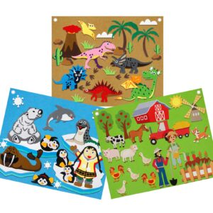 craftstory farm animals dinosaur stories felt board for toddlers preschool learning activities, classroom must have sensory wall craft toy gifts for toddlers homeschool supplies, 3 pack