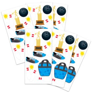 bowling sticker craft bundle bowling party decorations - 6 pack bowling scrapbook stickers bowling scrapbooking supplies (bowling party favors)