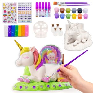 paint your own unicorn craft kit ceramic unicorn snow globe with painting art crafts unicorn gift for girls tweens diy paint potion making activity kit for kids decorate room ages 6+