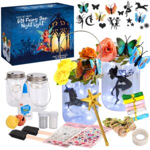 sticky lil fingers fairy jar night light kit - make your own lanterns set - fairy lantern craft kit for girls - fairy night light - fairy jar kit - gift craft fairy - fairy potions craft kit