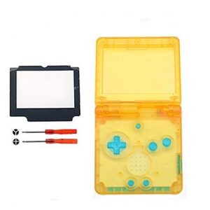 1 set screen lens for gameboy advance sp clear limited edition housing shell for gba sp housing case cover (clear dark yellow)