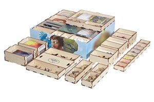 the broken token game organizer compatible with spirit island - wooden game organizing box with multiple trays