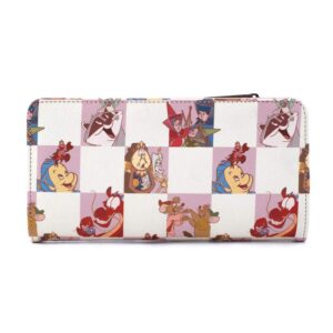 loungefly x disney princess sidekicks rose checker allover print wallet