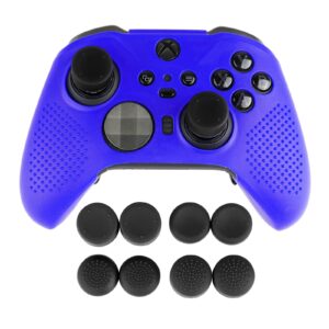 areme soft anti-slip silicone protective cover skins case with rubber thumb grips analog caps for new xbox one elite series 2 controller (blue)