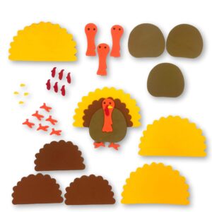 knextion inc. thanksgiving turkey foam arts and crafts kit - fall autumn classroom activity supplies - 10 pieces