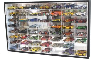 displaygifts 1/64 scale toy cars hot die-cast wheels matchbox display case storage cabinet shelf rack for 56 slots - 2 doors, 23.5 x 15 x 2 inches